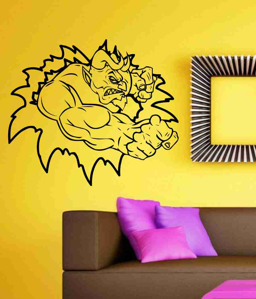 Devil Tearing Ripping Thru Wall Vinyl Decal Sticker Art Graphic Sticker ...
