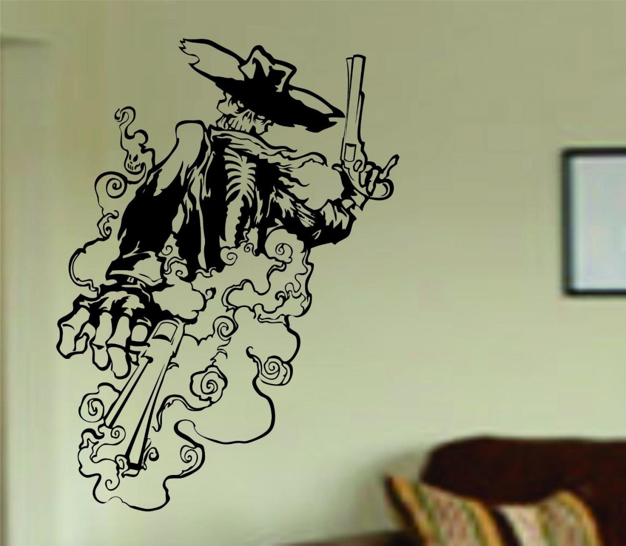 Cowboy Skeleton Wall Vinyl Decal Sticker Art Graphic Sticker Sugar ...