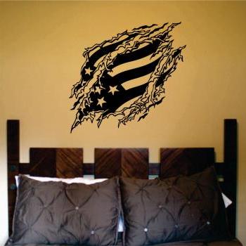 Flag Ripping Thru Wall Mural Decal Sticker Vinyl on Luulla