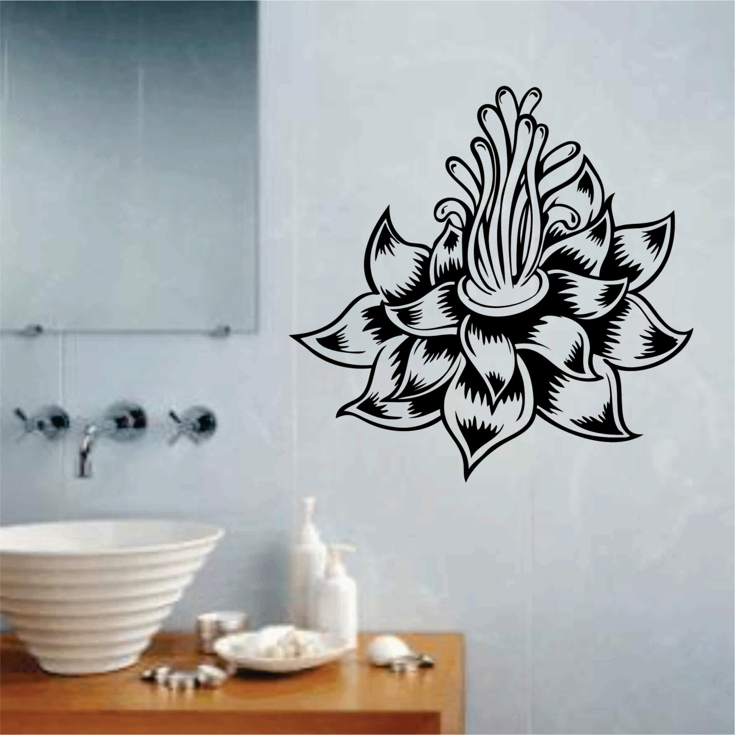 Lotus Flower Version 103 Wall Decal Sticker Art Graphic on Luulla