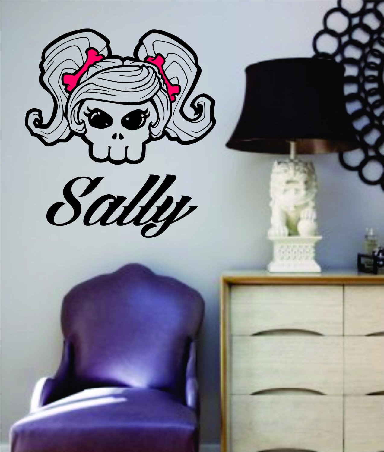 Custom Girl Skull With Name Wall Vinyl Decal Sticker Art Graphic ...